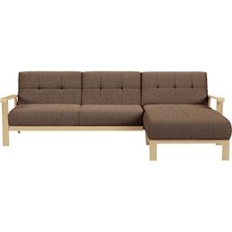 Sit & More SIT&MORE Ecksofa »Billund L-Form« Armlehnen aus Buchenholz in natur, verschiedene Bezüge und Farben kupfer