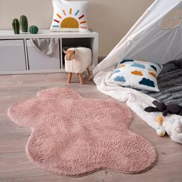 Paco Home Teppich &raquo;Pelt 640 Wolke&laquo; wolkenf&ouml;rmig 16 mm H&ouml;he Kunstfell, Uni Farben, sehr weicher Flor rosa Obermaterial: 100% Polyester B : 80 cm 1...
