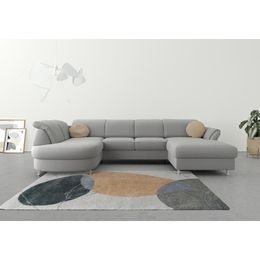 Sit & More SIT&MORE Wohnlandschaft »Apulia U-Form« wahlweise Bettfunktion, Bettkasten und Kopf- und Armteilverstellung grey