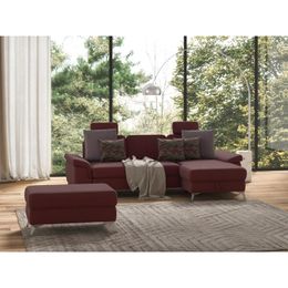 Sit & More SIT&MORE Ecksofa »Padua L-Form« inklusive Sitztiefenverstellung, Armteilfunktion und Federkern bordeaux