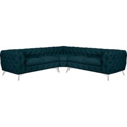 LEONIQUE Chesterfield-Sofa »Ecksofa GLYNIS L-Form mit Wellenunterfederung, Maße B/T/H 264/264/75cm« aufwändige Knopfheftung, moderne Chesterfield...