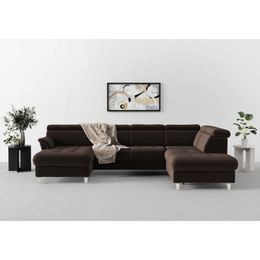 Sit & More sit&more Wohnlandschaft &raquo;Marano U-Form&laquo; inklusive Kopfteilverstellung, wahlweise mit Bettfunktion, Bettkasten braun 98% Polyester, 2% Polyamid