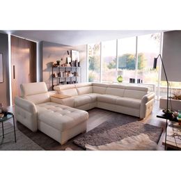 exxpo - SOFA FASHION Wohnlandschaft »Massimo, Familien Sofa mit viel Platz, Lederbezug, bequem, komfortabel« U-Form, inkl. Bettfunktion,...