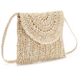 Vivance Umhängetasche »Minibag« Strandtasche, Schultertasche, Handtasche in Bast-Optik, Crossbody Bag beige