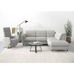 Sit & More SIT&MORE Ecksofa »Grenoble L-Form mit Federkern« wahlweise mit Bettfunktion, Bettkasten, Arm- und Kopfteilverstellung silver