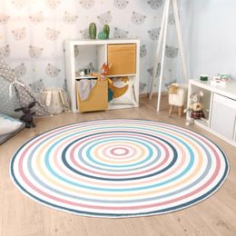 Paco Home Kinderteppich »Niloya 365« rund 12 mm Höhe Spielteppich, Kurzflor, bedruckt, Kreise, gestreift, waschbar Mehrfarbig Obermaterial: 100%...