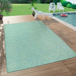 Paco Home Teppich »Sonset« rechteckig 4 mm Höhe Flachgewebe, meliert, In- und Outdoor geeignet, Wohnzimmer türkis Obermaterial: 100% Polypropylen B...
