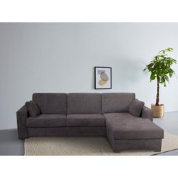 Home Affaire Ecksofa &raquo;Roma "L" Dauerschlaffunktion, mit Unterfederung&laquo; Matratzenh&ouml;he 14cm,, Liegema&szlig;e ca 163x198 cm, L-Form schwarz 100% Polyester
