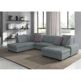 Sit & More sit&more Wohnlandschaft &raquo;Luxor U-Form&laquo; wahlweise mit Bettfunktion, Bettkasten und Kopfteilverstellung blau Luxus-Microfaser ALTARA NUBUCK (100% 