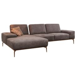 W.Schillig Ecksofa &raquo;run, Designsofa mit tollem Sitzkomfort, bequem, L-Form&laquo; mit Holzsockel, F&uuml;&szlig;e in Bronze pulverbeschichtet, Breite 319 cm braun 