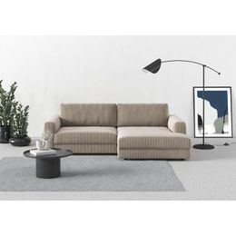 Trendmanufaktur Ecksofa »Bourbon, Designsofa mit tollem Sitzkomfort, L-Form, « extra tiefe Sitzfläche, wahlweise mit Sitztiefenverstellung beige