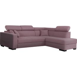 Home Affaire Ecksofa »Tulio L-Form« wahlweise mit Bettfunktion und Bettkasten, incl. 3 Zierkissen wine