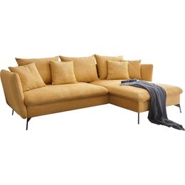 OTTO HOME andas Ecksofa »LIVORNO, 258 cm, L-Form, « Schlaffunktion u. Bettkasten (139/224cm), Samt, Struktur, Webstoff gelb