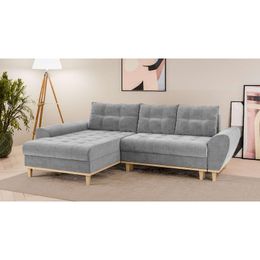 Home Affaire Ecksofa &raquo;Ahrdorf mit Bettfunktion und Bettkasten, Ma&szlig;e: B/H/T 268/86/175 cm&laquo; L-Form mit 3 R&uuml;ckenkissen und moderne gerundete Armlehnen 