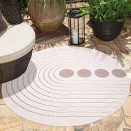 Carpet City Outdoorteppich &raquo;DUO RUG 5739&laquo; rund 5 mm H&ouml;he Wendeteppich Wetterfest In- & Outdoor, Balkon, Terrasse, Wohnzimmer beige Obermaterial: 100% Polypropylen