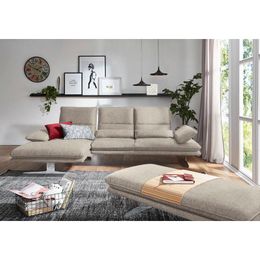 W.Schillig Ecksofa &raquo;broadway, Designsofa mit tollem Sitzkomfort, L-Form&laquo; Sitztiefenverstellung, Kopfteil- & Seitenteilverstellung, Breite 291cm braun 