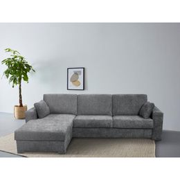 Home Affaire Ecksofa &raquo;Roma "L" Dauerschlaffunktion, mit Unterfederung&laquo; Matratzenh&ouml;he 14cm,, Liegema&szlig;e ca 163x198 cm, L-Form grau 100% Polyester