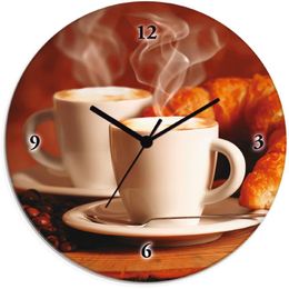 Artland Wanduhr &raquo;Dampfender Cappuccino und Croissant&laquo; wahlweise mit Quarz- oder Funkuhrwerk, lautlos ohne Tickger&auml;usche braun