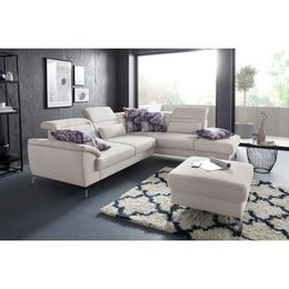Sit & More SIT&MORE Ecksofa »Percy L-Form« 12 cm Fußhöhe, Sitztiefenverstellung, wahlweise in 2 Fußfarben creme