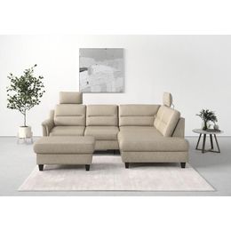 Sit & More SIT&MORE Ecksofa »Farö L-Form« inklusive Federkern, wahlweise mit Bettfunktion und Bettkasten beige