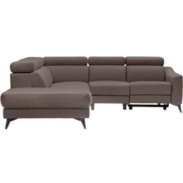 Places of Style Ecksofa »Valerio« mit 1 elektrischer Relaxfunktion und USB-Anschluß braun