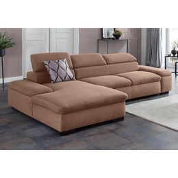 Home Affaire Ecksofa &raquo;Alberto L-Form&laquo; mit Kopfteilverstellung, wahlweise mit Bettfunktion braun 100% Polyester;Luxus-Microfaser ALTARA NUBUCK (100% 