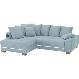 MR. COUCH Ecksofa »Nikita II, L-Form« RGB-LED, Bluetooth-Soundsystem, wahlweise mit Bett, Bettkasten Novaclean Avanti 14 blue grey