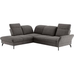 Sit & More SIT&MORE Ecksofa »Leandro L-Form« Wahlweise mit Bett-, Kopfteil - und Armlehnfunktion, sowie Stauraum grau