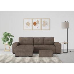 COTTA Ecksofa »Mattina L-Form« mit Hocker, wahlweise mit Bettfunktion & Bettkasten Taupe