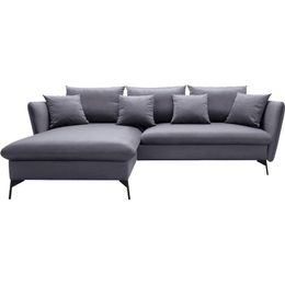 Andas Ecksofa »LIVORNO, 258 cm, L-Form, « Schlaffunktion u. Bettkasten (139/224cm), Samt, Struktur, Webstoff Schwarz 0