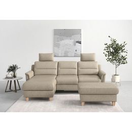 Sit & More SIT&MORE Ecksofa »Farö L-Form« inklusive Federkern, wahlweise mit Bettfunktion und Bettkasten beige
