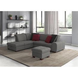 Sit & More SIT&MORE Ecksofa »Luxor L-Form« wahlweise mit Bettfunktion, Stauraum und Kopfteilverstellung grau