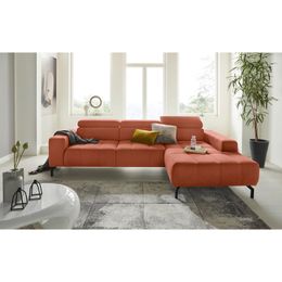 DOMO collection Ecksofa &raquo;Cunelli tolle Sitzn&auml;hte als Designelement, fester Sitzkomfort, L-Form&laquo; wahlweise mit 6-fach verstellbarer Kopfteilverstellung