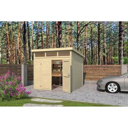 Lasita Maja Gartenhaus &raquo;Kibo 3&laquo; Blochbohlenhaus 28mm, Fundamentmass 2500x2500, Naturbelassen beige Holzwerkstoff