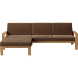 Sit & More SIT&MORE Ecksofa »Kolding L-Form« Armlehnen aus eichefarbigem Buchenholz, verschiedene Bezüge und Farben kupfer
