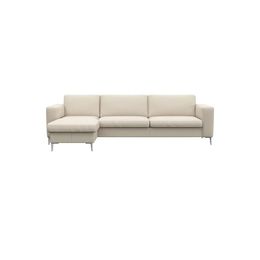 FLEXLUX Ecksofa »Fiore, super Sitzkomfort durch Kaltschaum im Sitz, L-Form« breite Armlehnen, Kaltschaum, Füße Alu Warm White