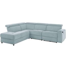Home Affaire Ecksofa »Sentrano, L-Form, « 273 cm, man. o. elektr. Relaxfunktion und USB/Kopfverstellung eisblau