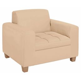 Home Affaire Sessel &raquo;Corby&laquo; Steppung auf Sitzfl&auml;che beige Struktur fein (100% Polyester);Chenille (100% Polyester);NaturLEDER (echtes Rindsleder) auf 
