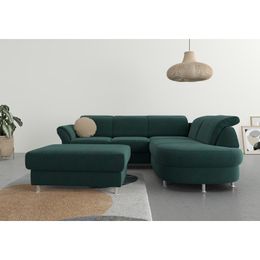 Sit & More SIT&MORE Ecksofa »Apulia L-Form« wahlweise Bettfunktion, Bettkasten und Kopf- und Armteilverstellung dunkelgrün