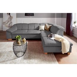 Sit & More SIT&MORE Ecksofa »Santo L-Form« mit Federkern, wahlweise mit Bettfunktion und Stauraum steel