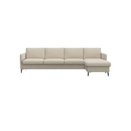 FLEXLUX Ecksofa »Fiore, L-Form, bequem und komfortabel durch hochwertigem Sitzaufbau« schmale Armlehnen, Kaltschaum, Füße Alu+schwarz Off White