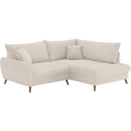 Ecksofa &raquo;Blackburn II L-Form&laquo; Wahlweise mit Kaltschaumpolsterung bis 140 kg belastbar beige Stripes (92% Polyester / 8% Nylon)