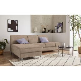 Sit & More SIT&MORE Ecksofa »Clio L-Form« wahlweise mit Bettfunktion oder Vorziehsitz und Bettkasten, Federkern beige