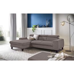 COTTA Ecksofa &raquo;Morven L-Form mit Kopfteilverstellung&laquo; wahlweise mit Bettfunktion, Bettkasten & Wireless-Charger grau Microfaser PRIMABELLE (100% 