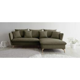 OTTO HOME andas Ecksofa »MERLE, 258 cm, L-Form, traumhafter Cord, « mit Bettfunktion und Bettkasten, Liegefläche 224 x 139 grün