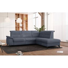 Sit & More SIT&MORE Ecksofa »Astoria L-Form« wahlweise mit motorischer Relaxfunktion grau/blau