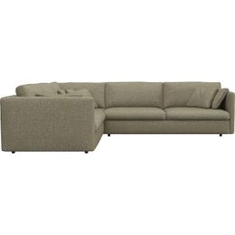 FLEXLUX Ecksofa »Lovane, elegant und zeitlos, bequem, L-Form« Weich & anschmiegsam, große Sitztiefe auf Kaltschaum, Dekokissen inkl. Fall Green