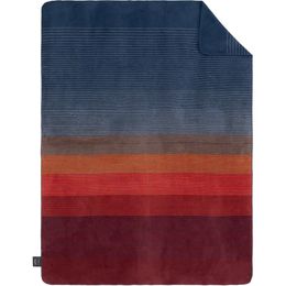 Bugatti Wohndecke im Streifen-Design, Kuscheldecke blau/orange/rot Obermaterial: 58% Baumwolle, 35% Polyacryl, 7% Polyester B/L: 150 cm x 200 cm