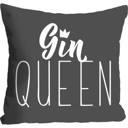 queence Dekokissen &raquo;GIN QUEEN&laquo; mit einem Schriftzug grau Polyester