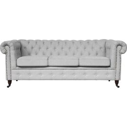 Home Affaire Chesterfield-Sofa »Aarburg« aufwändige Knopfheftung und Ziernägel im Chesterfield-Design silber